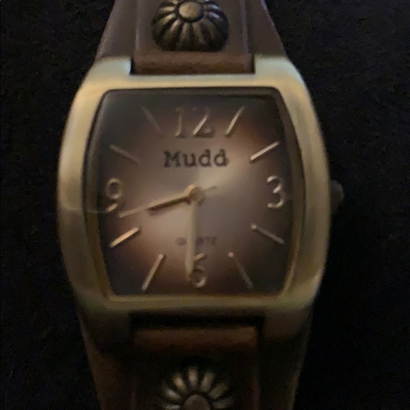 Mudd | Accessories | Vintage Mudd Leather N Stainless Steel Watch ...